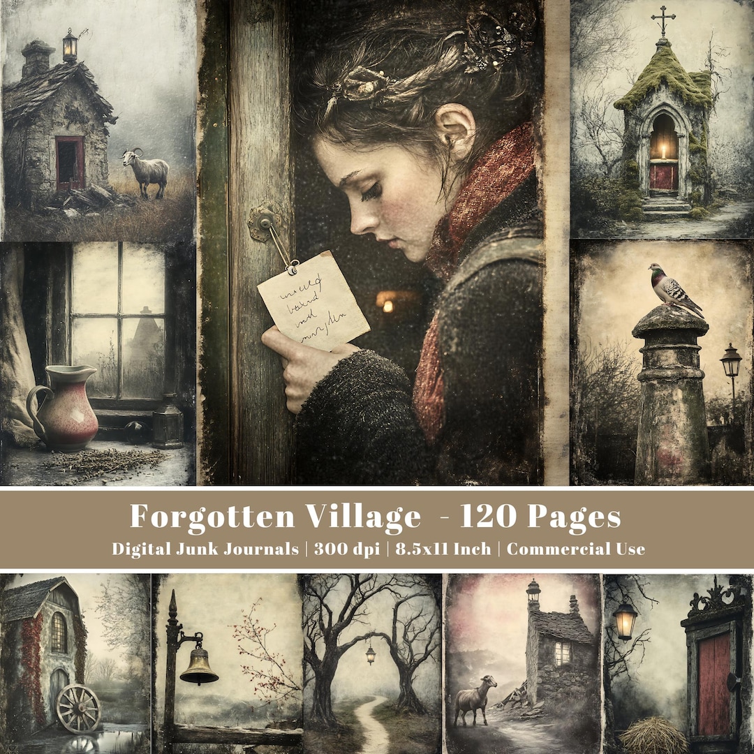Forgotten Village Junk Journal Pages: Vintage Ephemera, Scrapbook ...