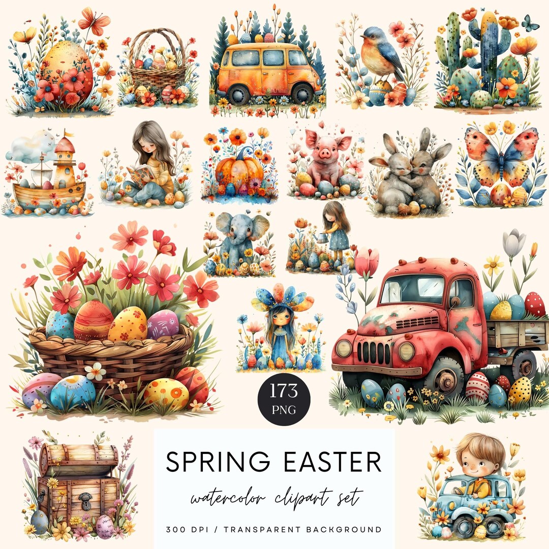 Spring Easter Clipart, Floral Clipart, Spring Clipart, Spring Easter ...