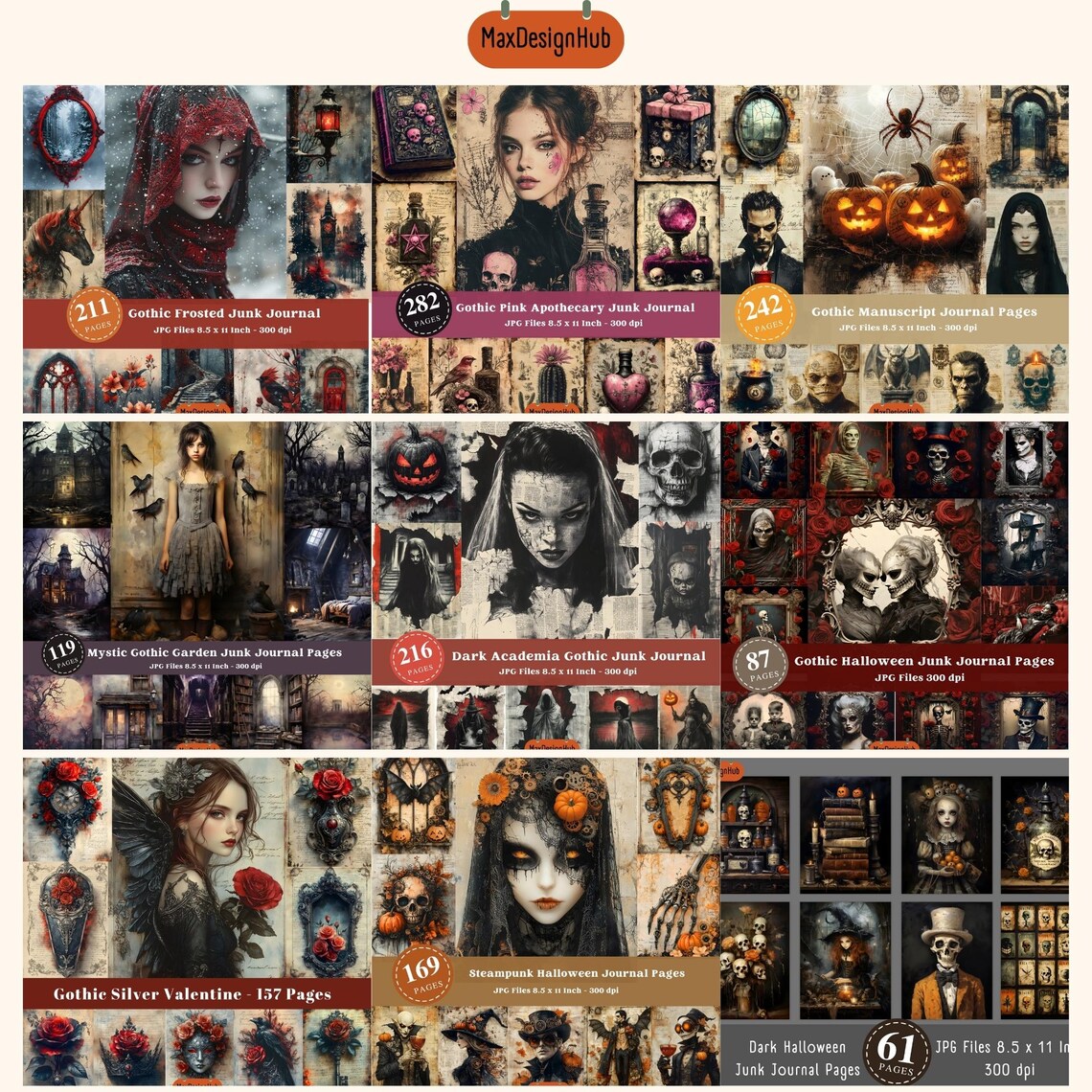 Dark Carnival Junk Journal Pages: Spooky Gothic Ephemera (digital ...