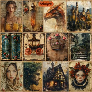 Vintage Fairy Tale Junk Journal Pages: Fantasy Ephemera (digital Paper ...