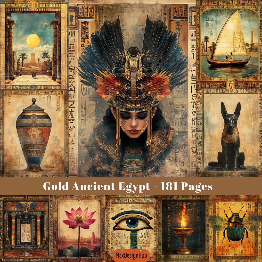Ancient Egypt Junk Journal Pages: Gold Ephemera (digital Download) - Etsy