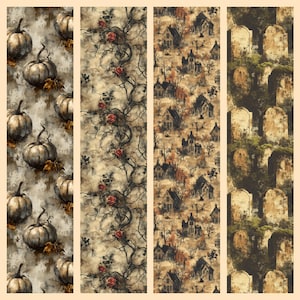 Distressed Halloween Digital Paper, Skull Damask, Old Paper Background ...