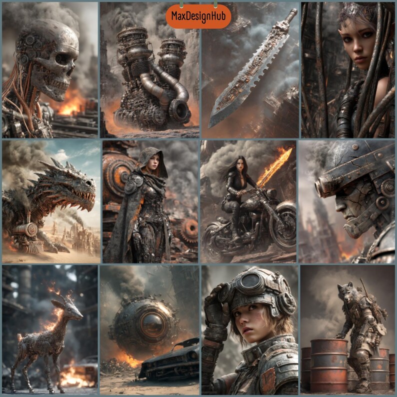 Dieselpunk Scrapbook Paper: Apocalyptic Collage, Junk Journal (digital ...