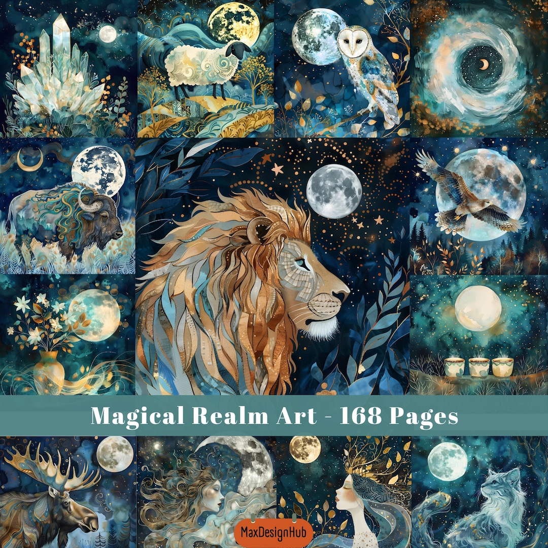 Magical Realm, Printable Wall Art, Junk Journal Page, Witch Scrapbook ...