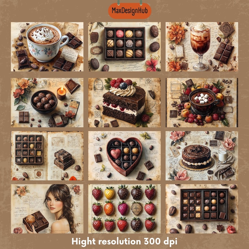 Chocolate Lover Junk Journal Kit: Vintage Ephemera, Bakery Theme ...