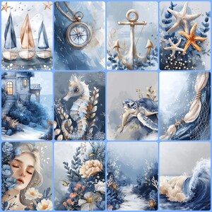 Blue Ocean Printable Junk Journal Print, Seaside Shabby Chic, Printable ...