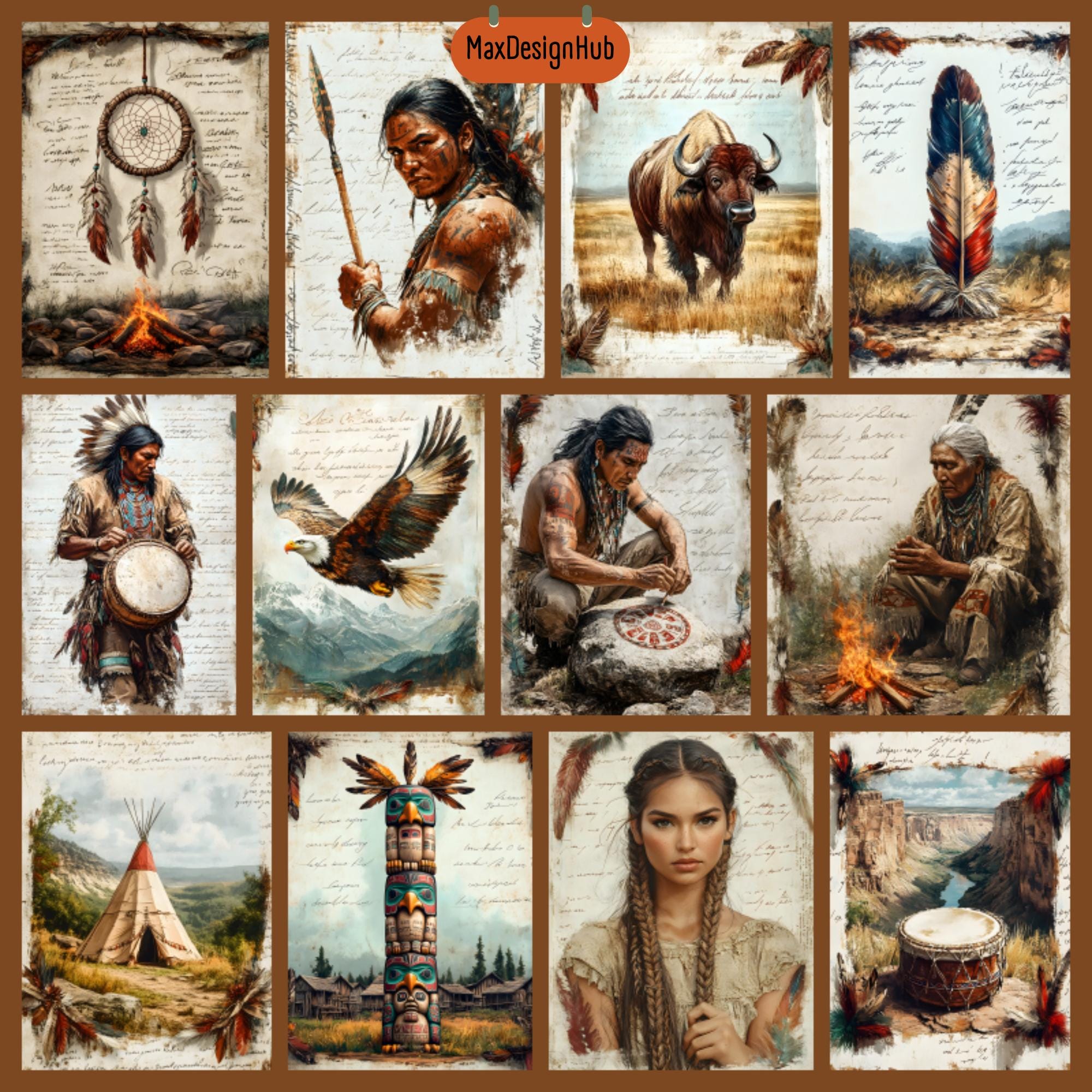 American Native Indians Junk Journal Pages: Scrapbook Ephemera (digital ...
