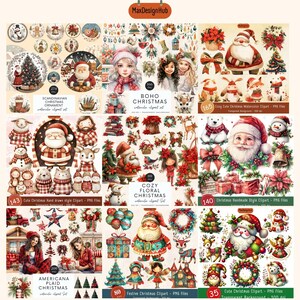 Vintage Christmas Watercolor Clipart: Cozy Winter PNG Graphics - Etsy