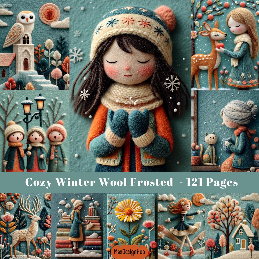 Cozy Winter Wool Digital Paper: Junk Journal Scrapbook Backgrounds (8 ...