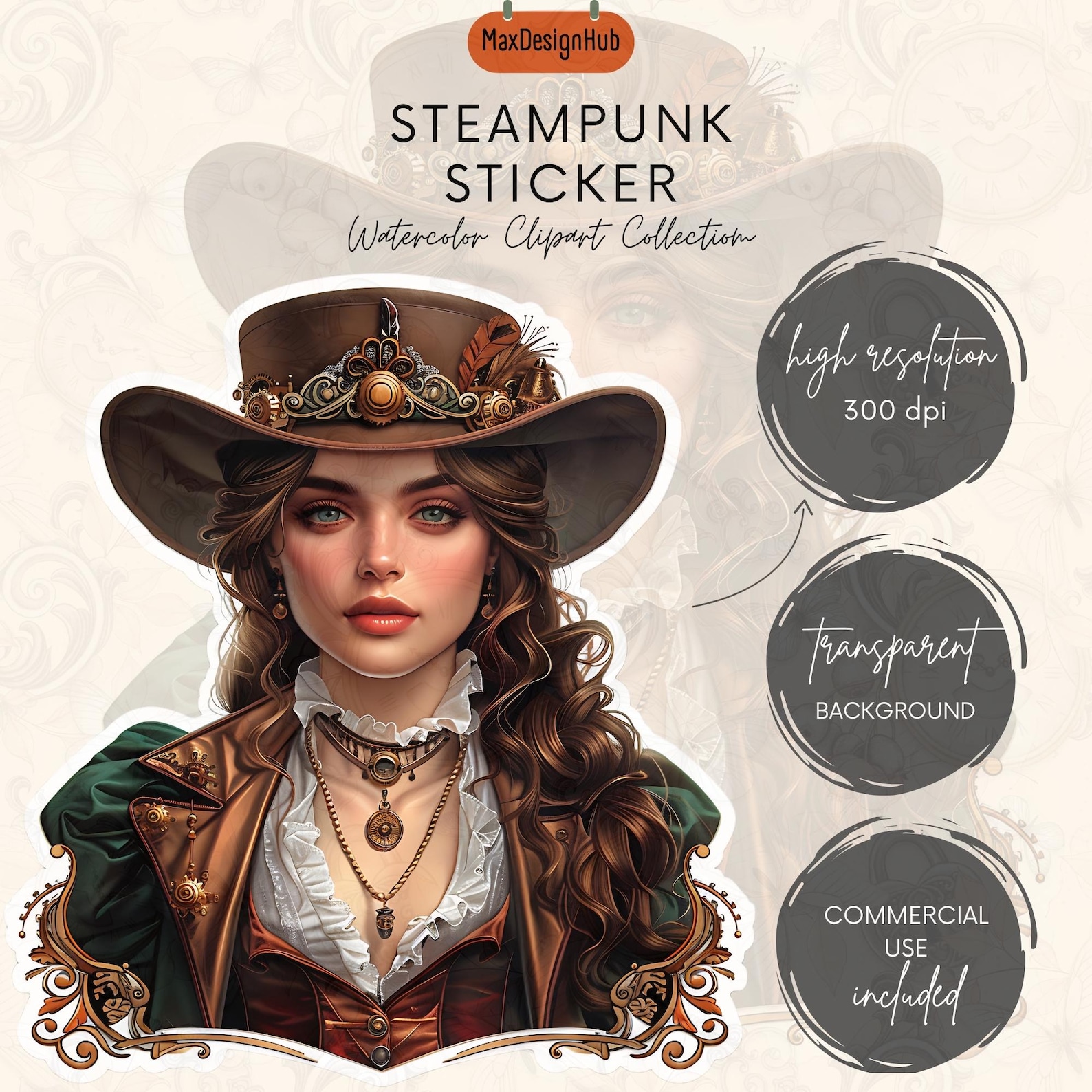 Steampunk Sticker Clipart: 179 PNG Illustrations (digital Download) - Etsy