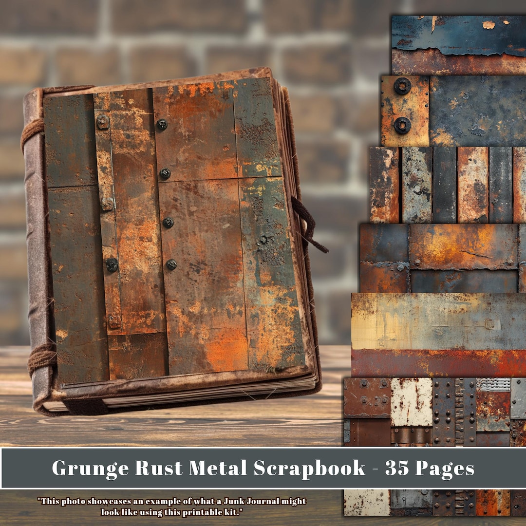 Rust Metal Scrapbook Page, Grunge Pages, Distressed Ephemera, Faded ...