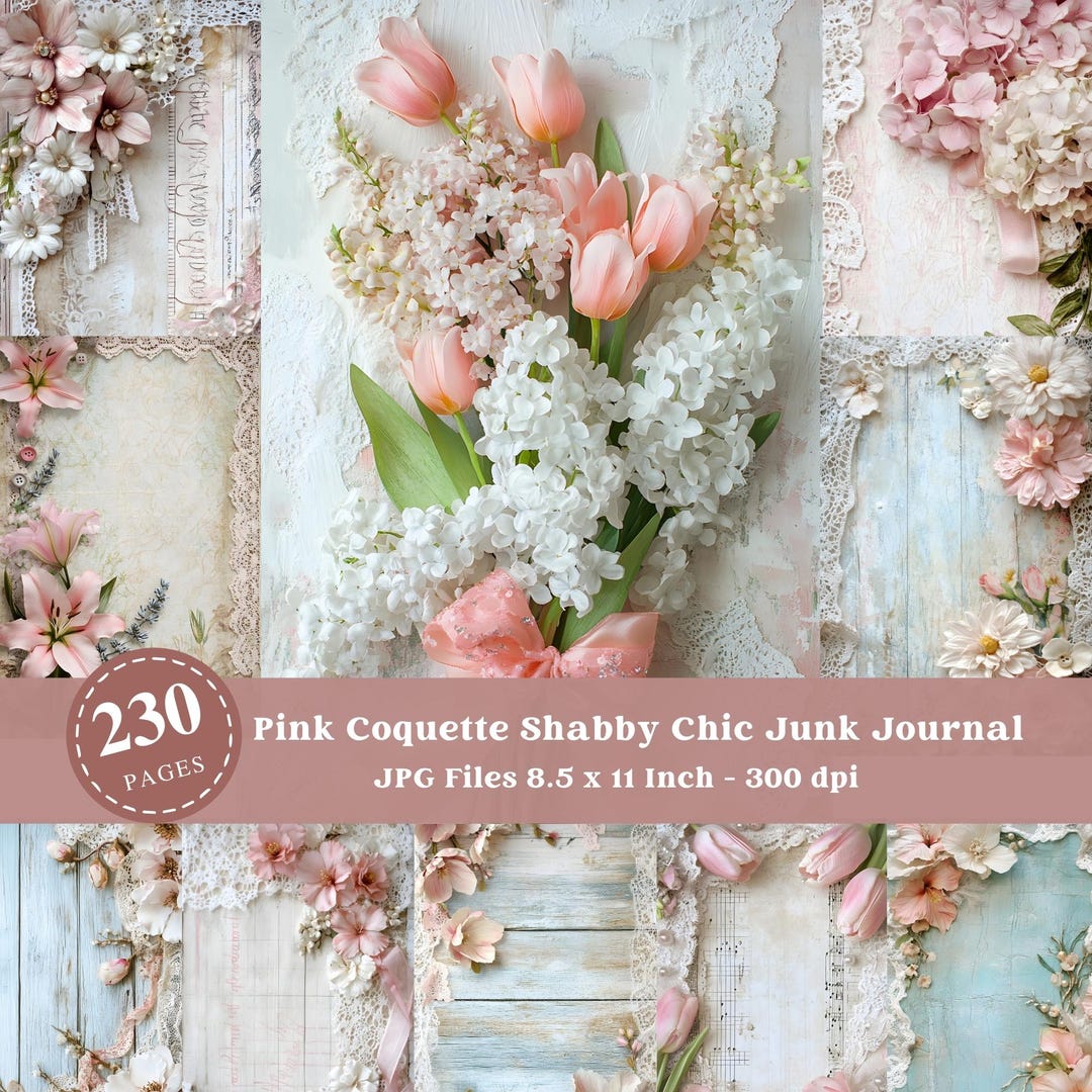 Pink Coquette Shabby Chic Junk Journal Pages (digital Paper) - Etsy