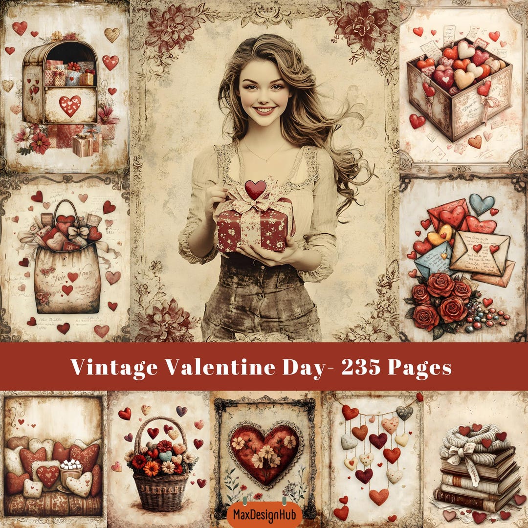 Vintage Valentine's Day Pages: Junk Journal Ephemera (digital Paper) - Etsy