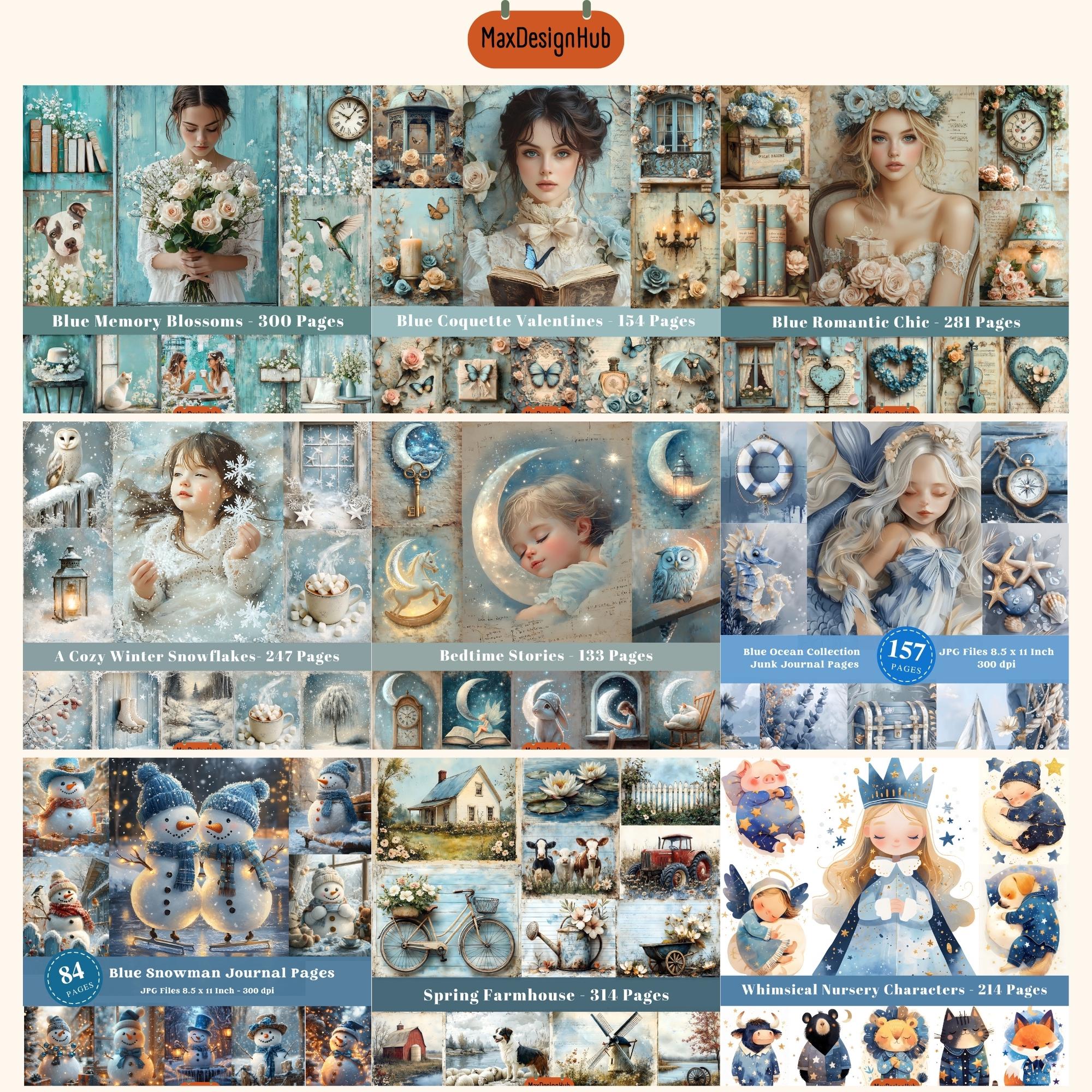 Denim Animal Junk Journal Pages: Shabby Chic Ephemera (digital Download ...