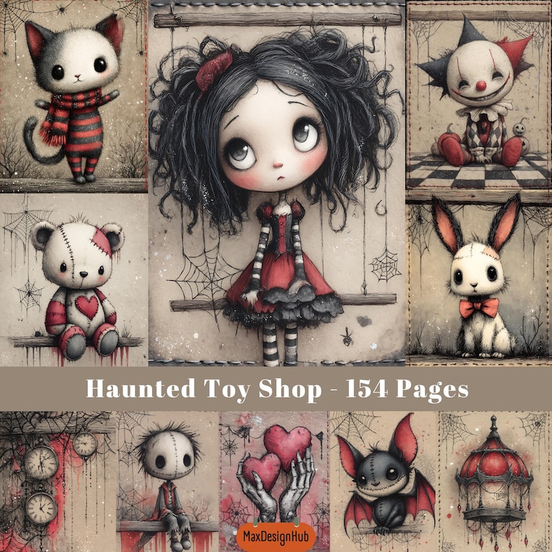 Haunted Toy Shop Junk Journal Pages: Spooky Ephemera (digital Download ...