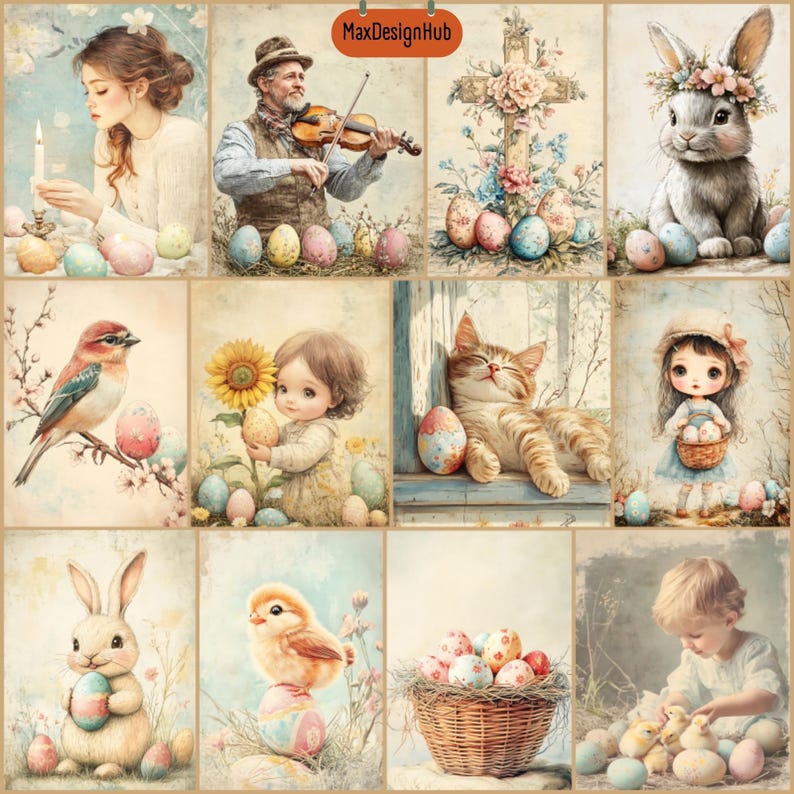 Vintage Easter Junk Journal Pages: Printable Ephemera (digital Download ...