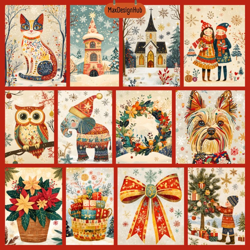 Winter Christmas Junk Journal Pages: Festive Scrapbook Paper (digital ...
