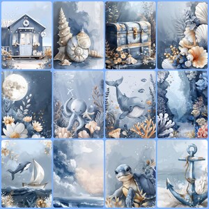 Blue Ocean Printable Junk Journal Print, Seaside Shabby Chic, Printable ...