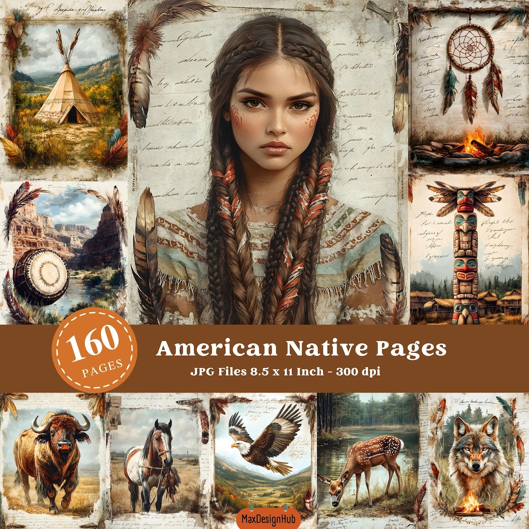 American Native Indians Junk Journal Pages: Scrapbook Ephemera (digital ...