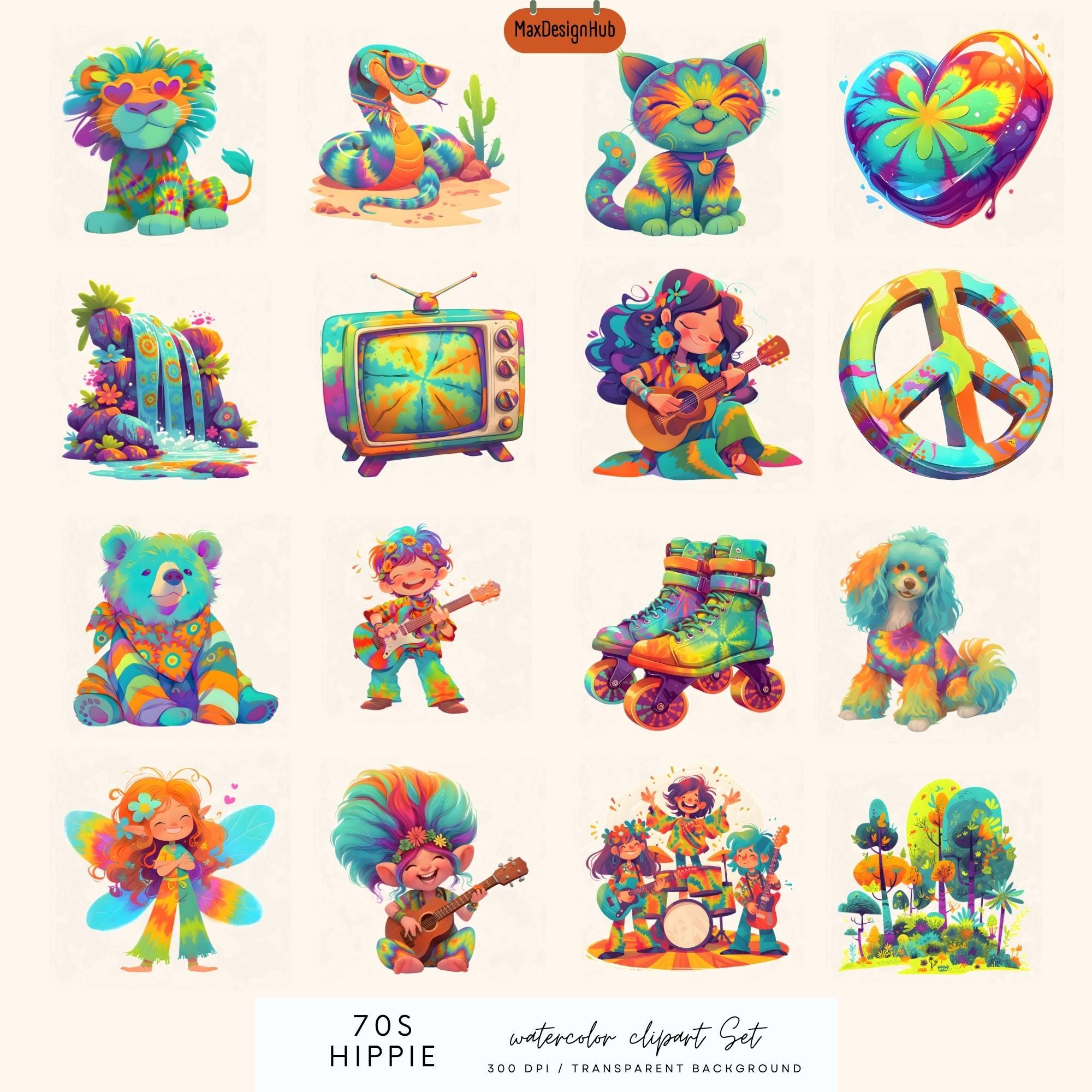 70s Hippie Clipart: Retro Girl PNG Designs (digital Download) - Etsy