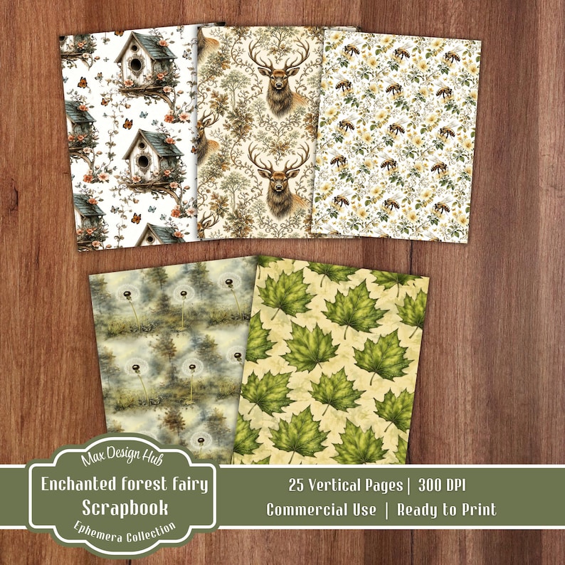 Woodland Scrapbook Kit, Forest Background Pages, Fairycore Journal ...