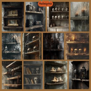 Spooky Abandoned Shelves Junk Journal Pages: Halloween Printable (8 ...