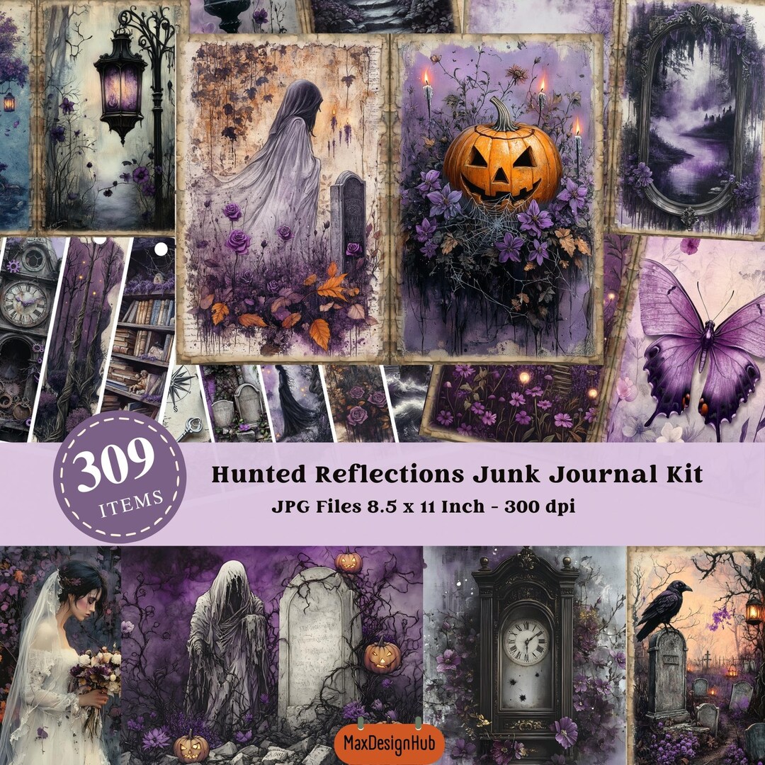 Haunted Reflections Junk Journal Kit: Spooky Gothic Digital Paper ...