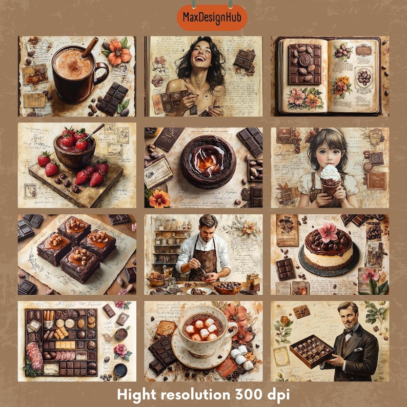 Chocolate Lover Junk Journal Kit: Vintage Ephemera, Bakery Theme ...