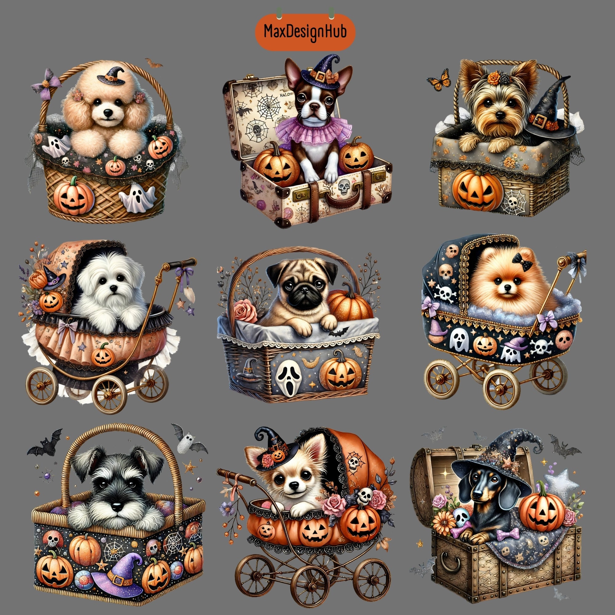 27 PNG Halloween Dog Clipart, Halloween Clipart, Watercolor Halloween ...