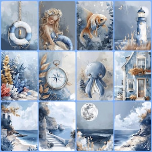 Blue Ocean Printable Junk Journal Print, Seaside Shabby Chic, Printable ...