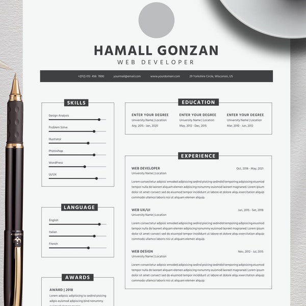 Modern CV Resume Template Sleek & Professional Design Editable in ...