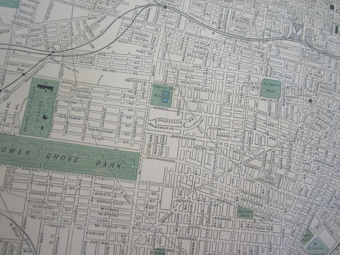 1894 Antique Street Map ST. LOUIS MO. Historical Print Lithograph - Etsy
