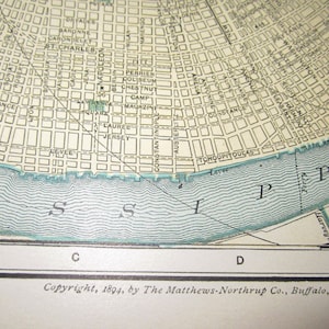 1894 Antique Street Map of NEW ORLEANS LOUISIANA Historical Print ...