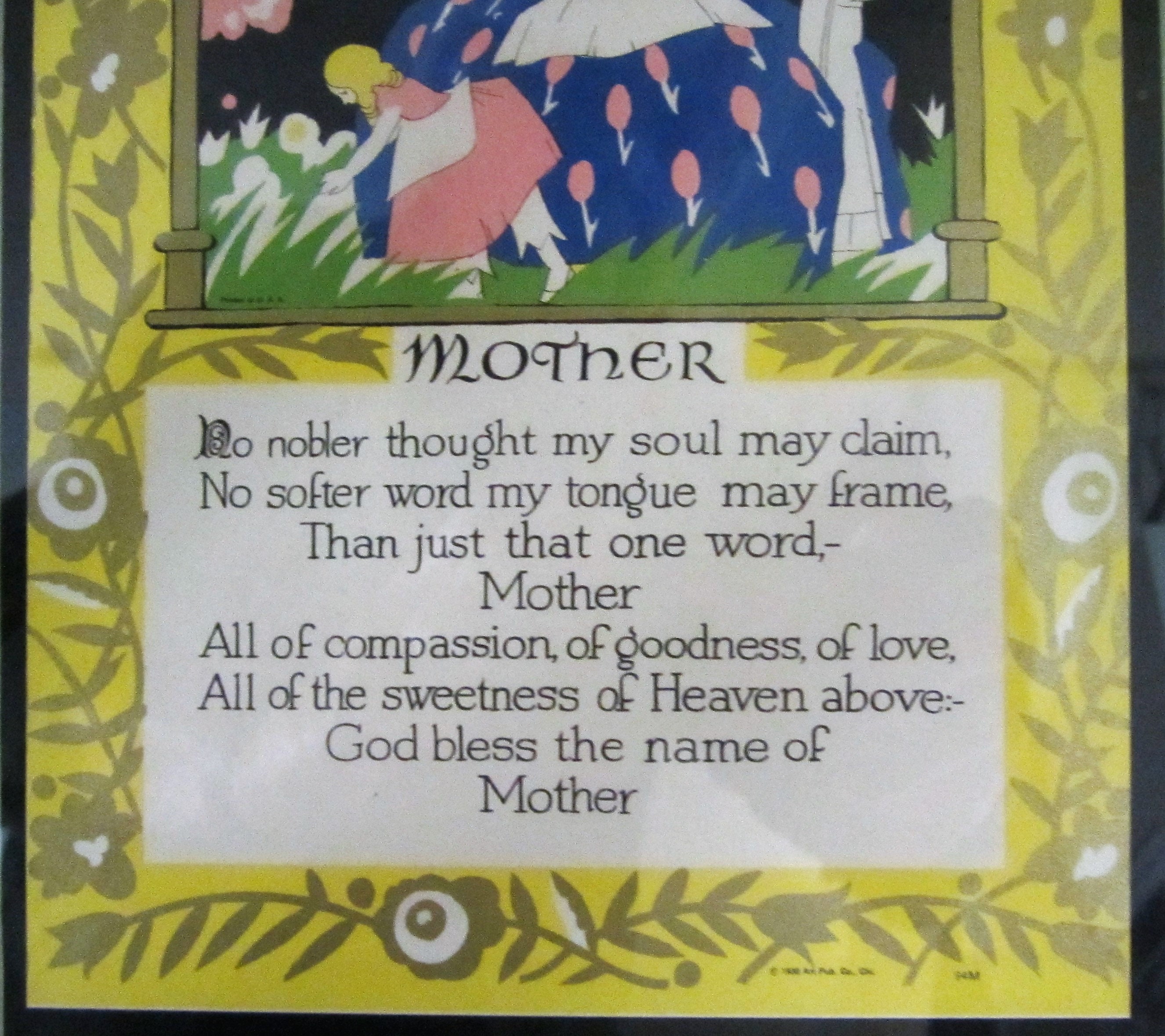 1930s Framed MOTHER MOTTO Picture Poem Deco Art With NRA Sticker - Etsy