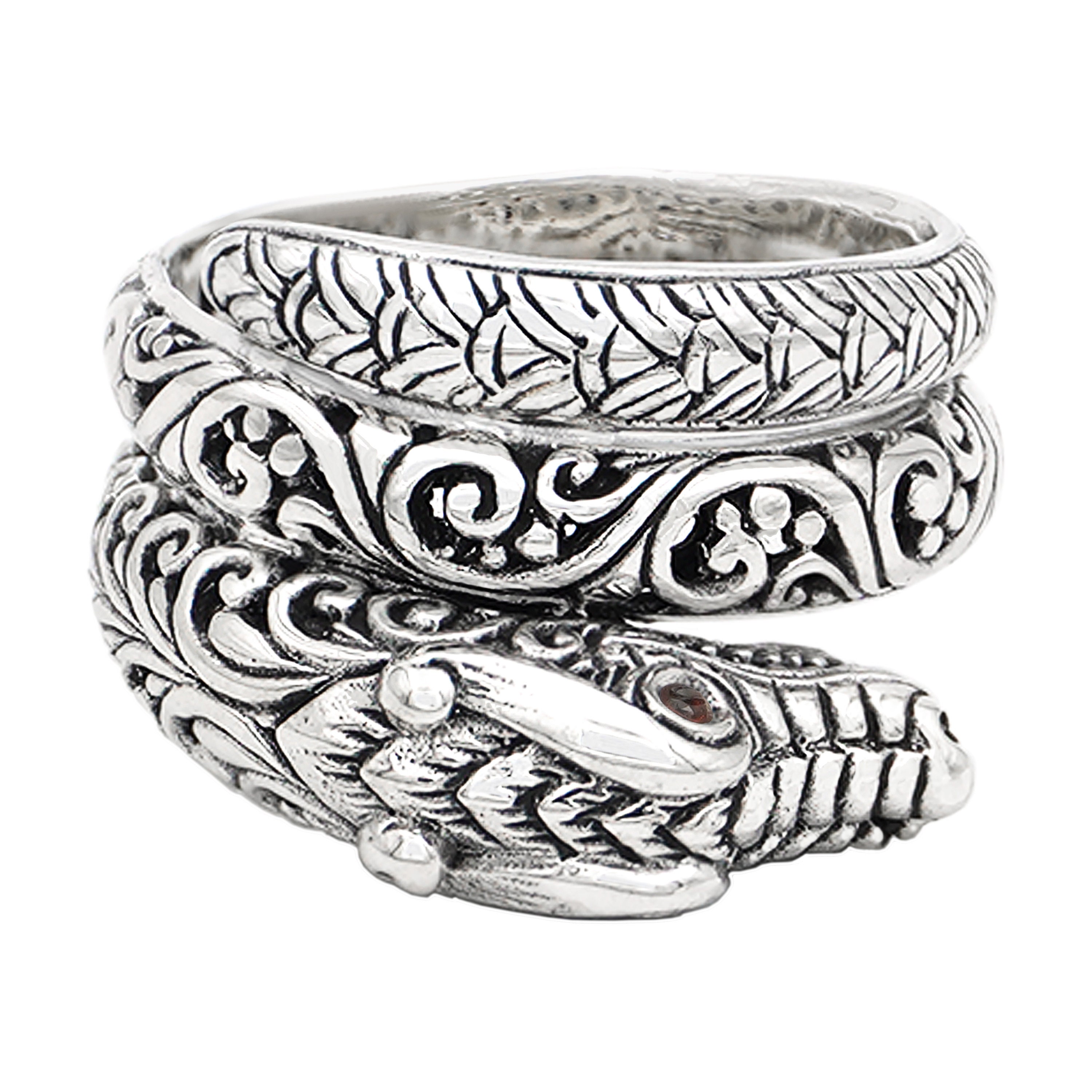 Artisan Balinese Sterling Silver Dragon Ring With Garnet Eyes - Etsy