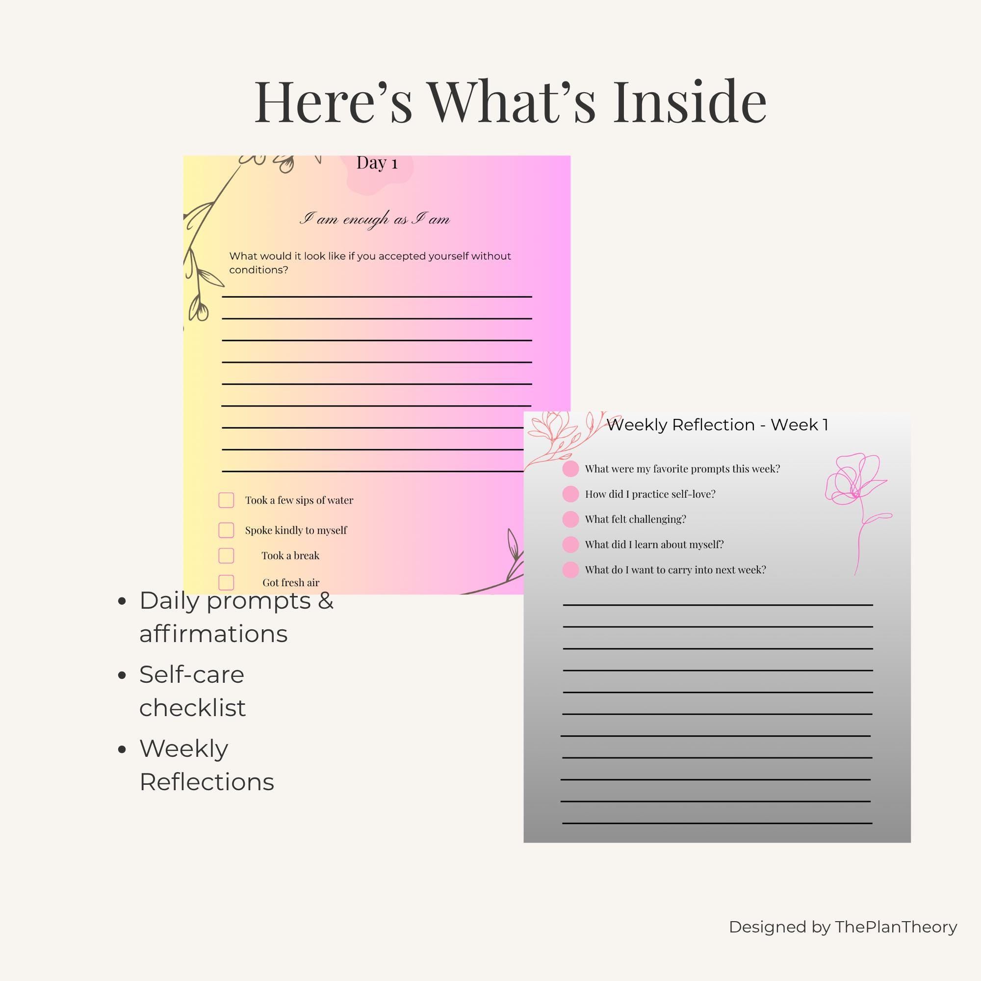 30-day Self-love Journal | Printable PDF | Daily Prompts, Affirmations ...