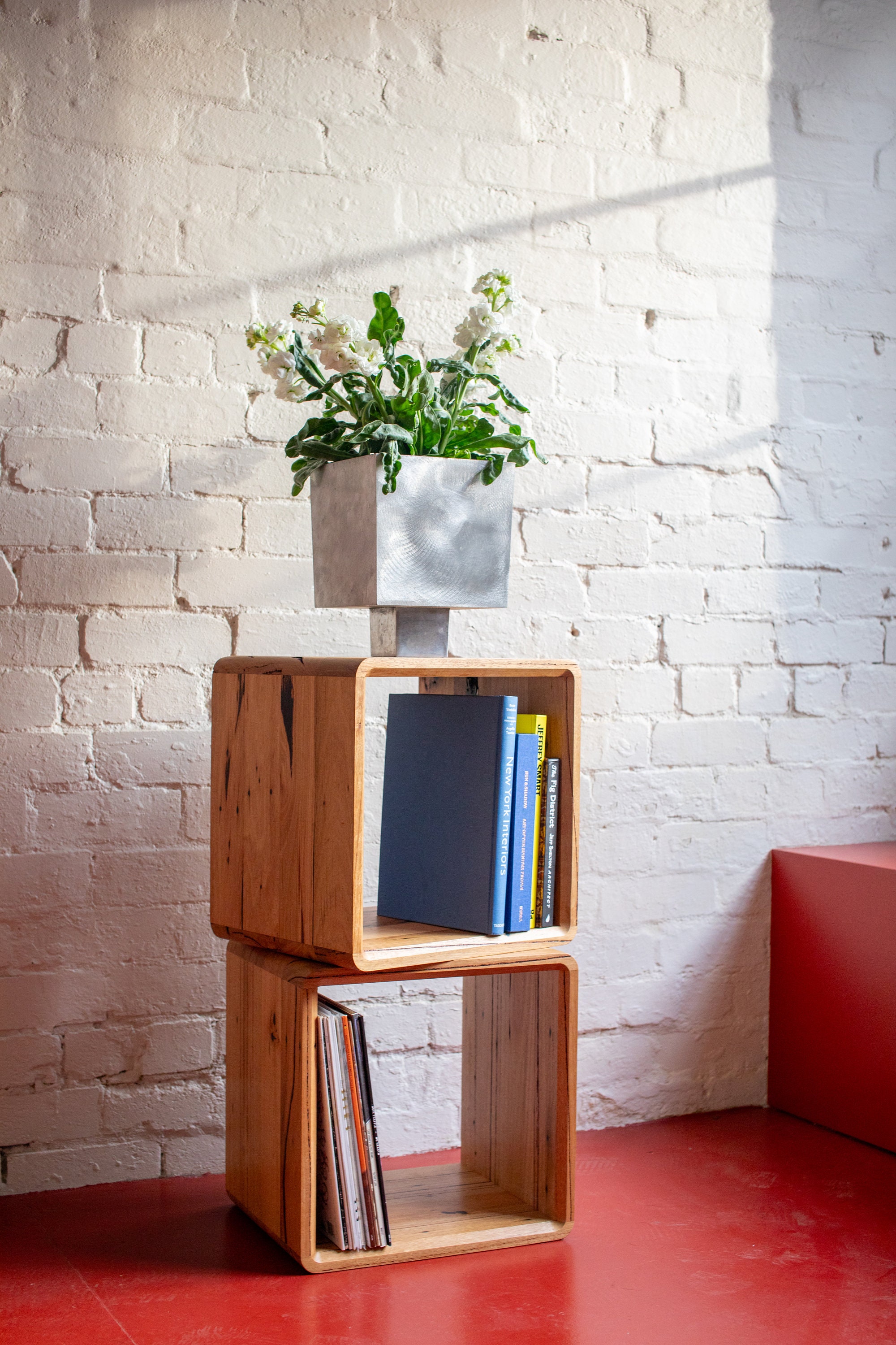Cube Side Table | Bed Side Table | Vinyl Record Storage | Wooden Cube ...
