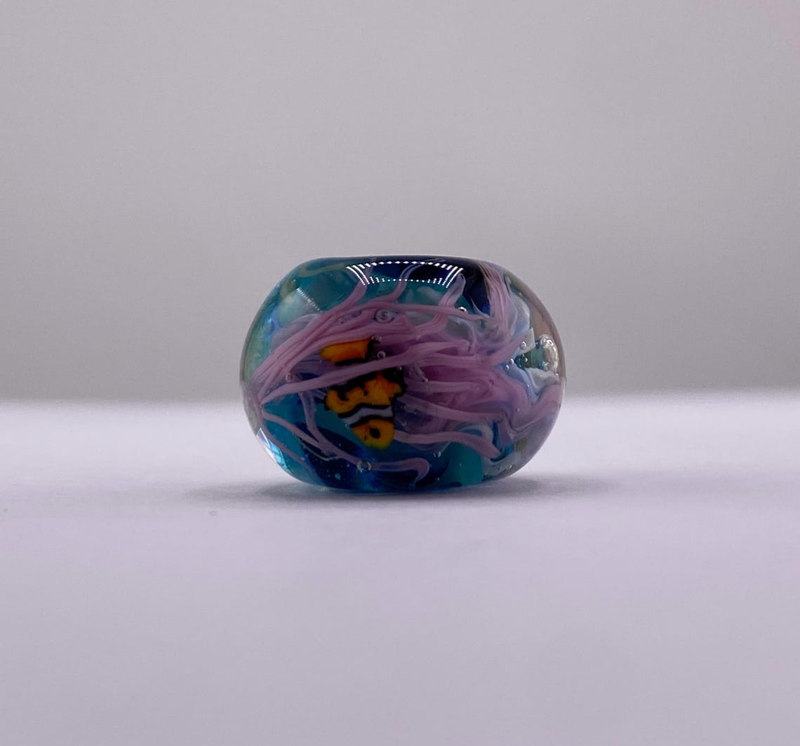 Mandy Ramsdell Lampwork Glass Bead – Ocean Scene With Clownfish & Coral ...