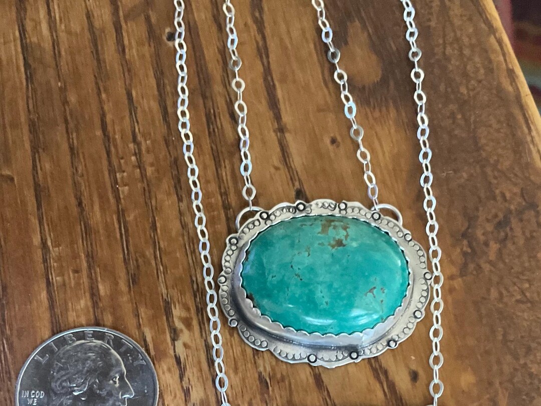 Sterling and Tyrone Turquoise Bar Necklace - Etsy