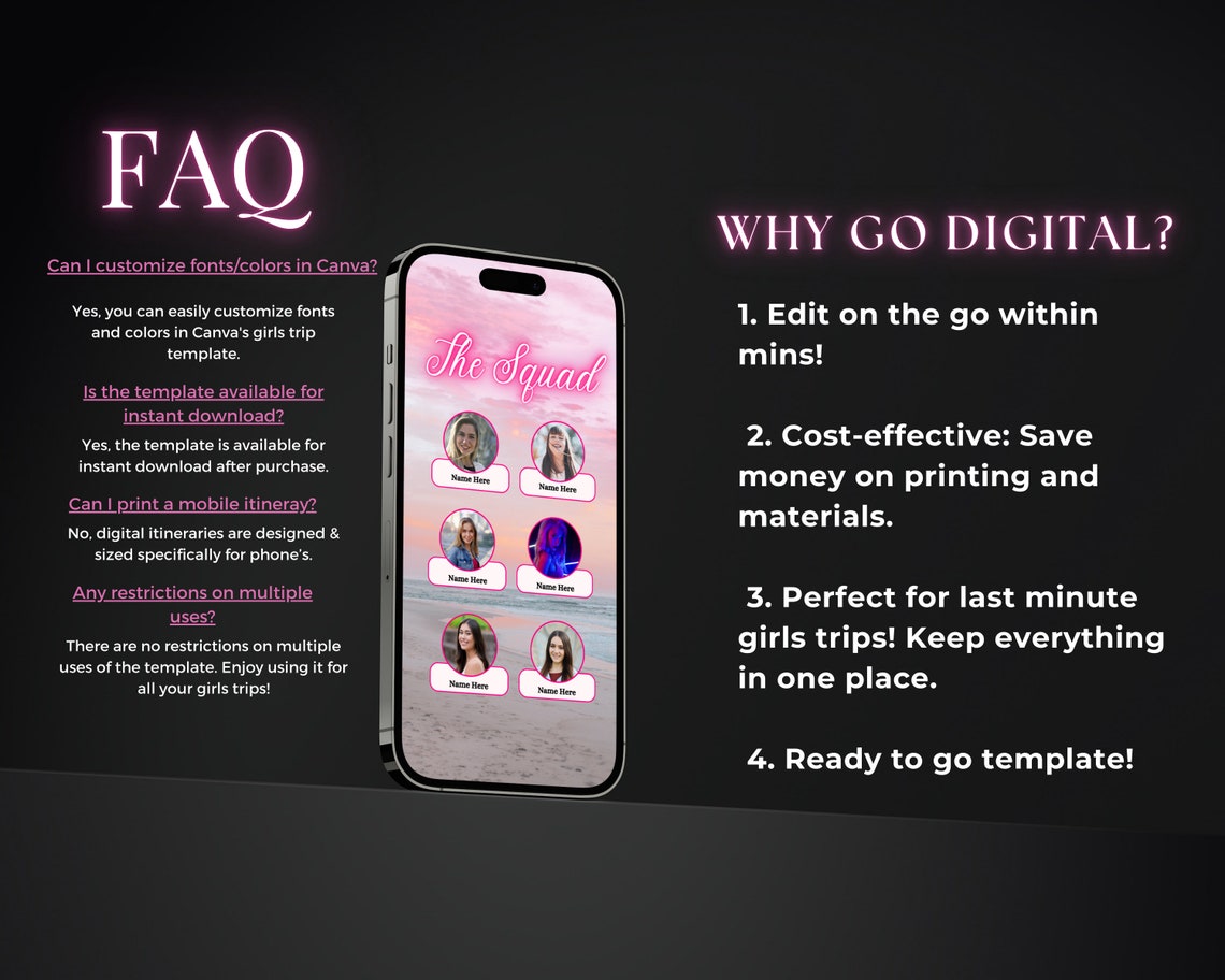 Girls Trip Digital Itinerary Template, Girls Trip Fiji Vacation Trip ...
