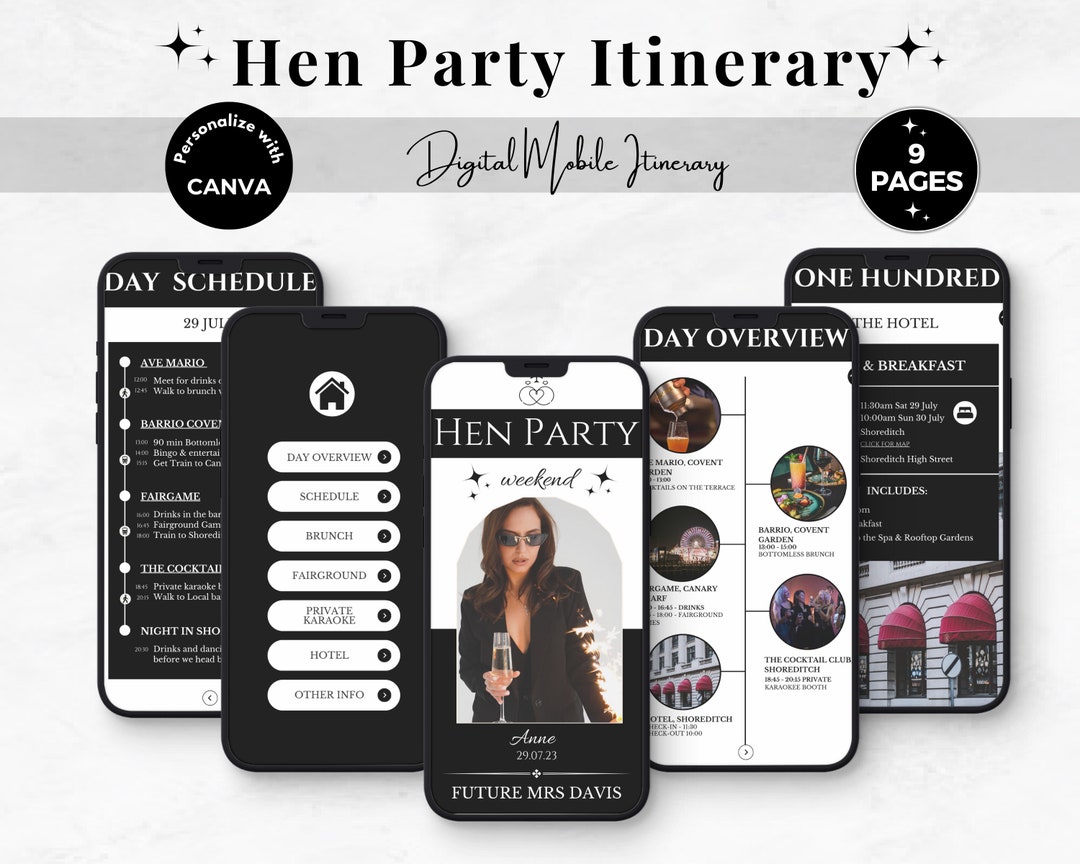 Hen Party Digital Itinerary Template, Hen Party Planner, Editable Hen ...