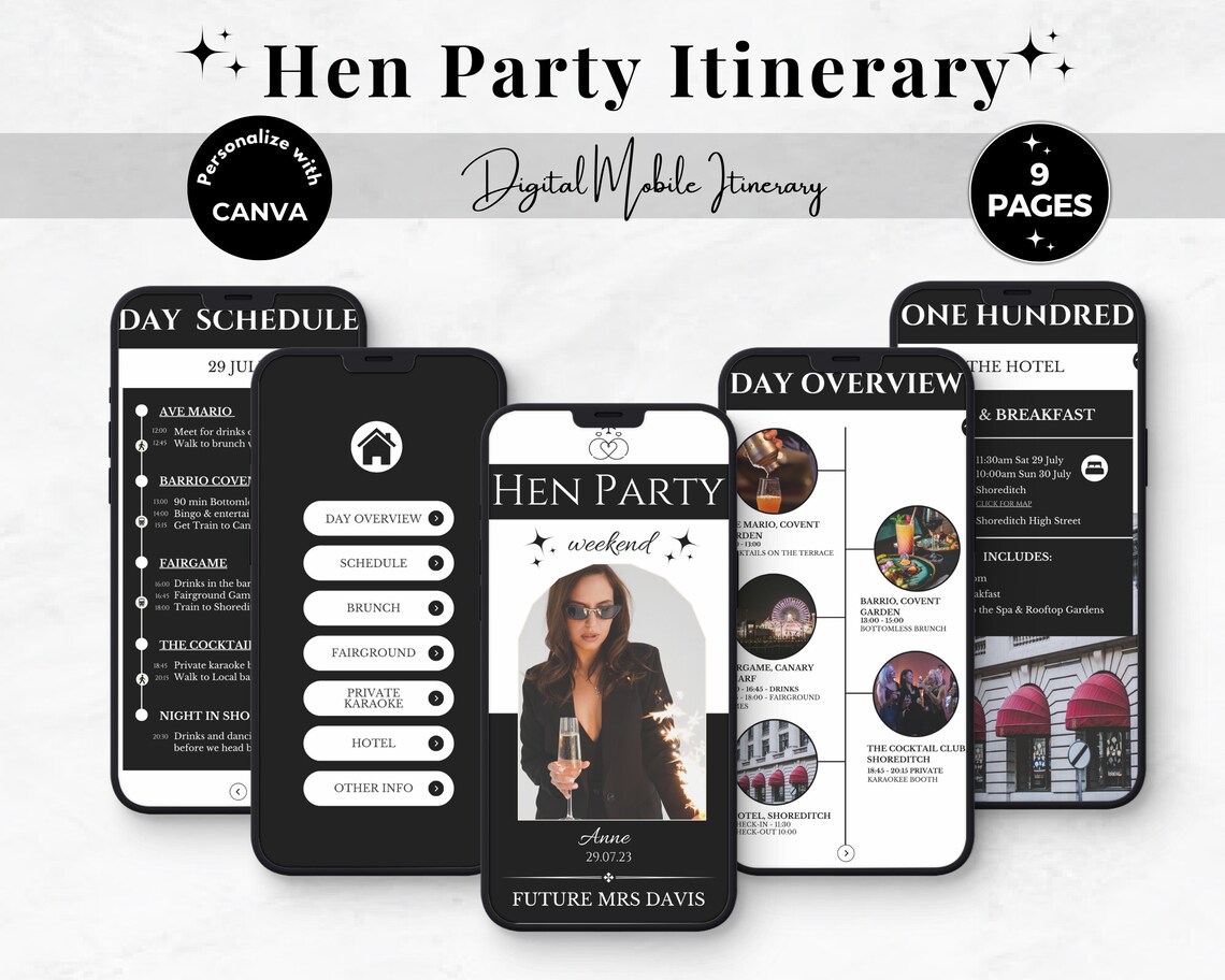 Hen Party Digital Itinerary Template, Hen Party Planner, Editable Hen ...