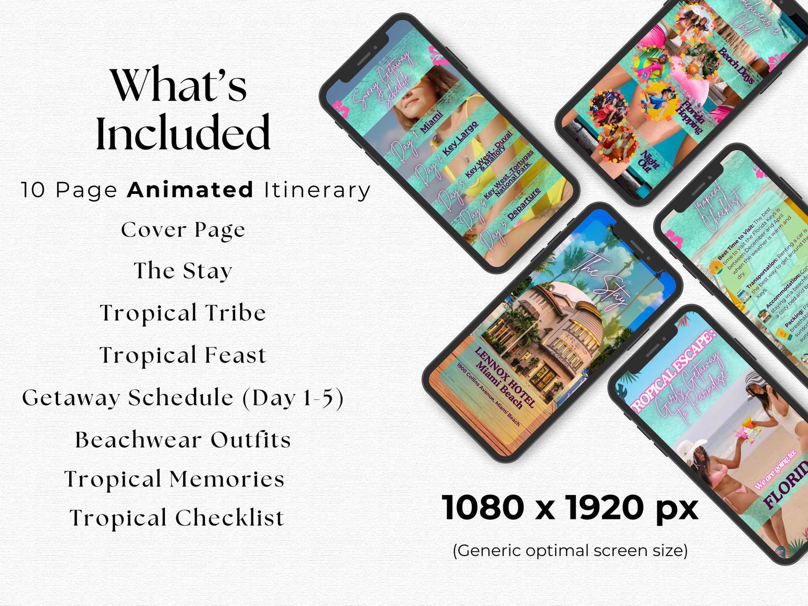 Tropical Vacation Itinerary, Animated Girls Itinerary Template ...