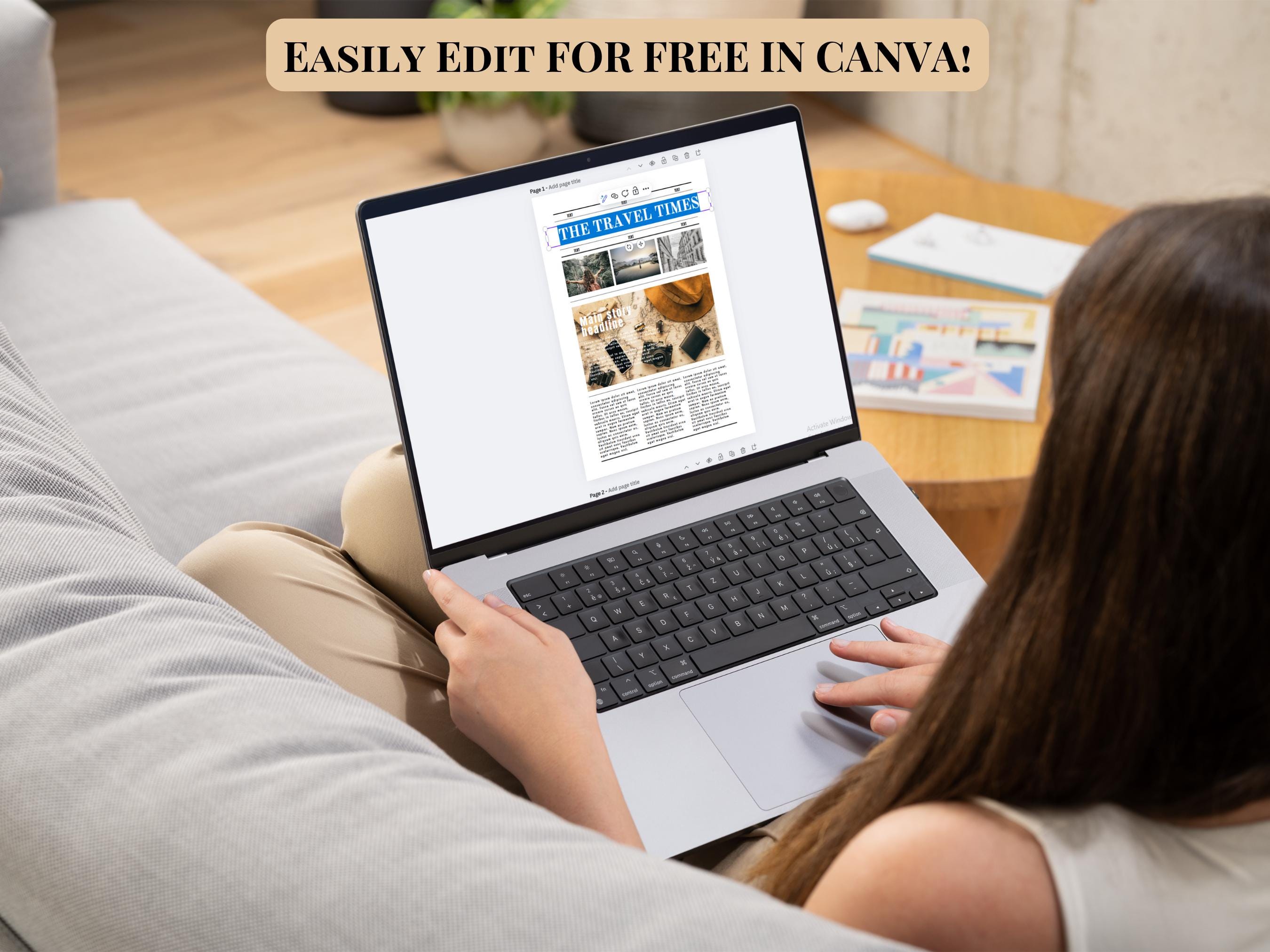 Travel Newspaper Template Bundle: Retro Canva Layout (digital Download ...