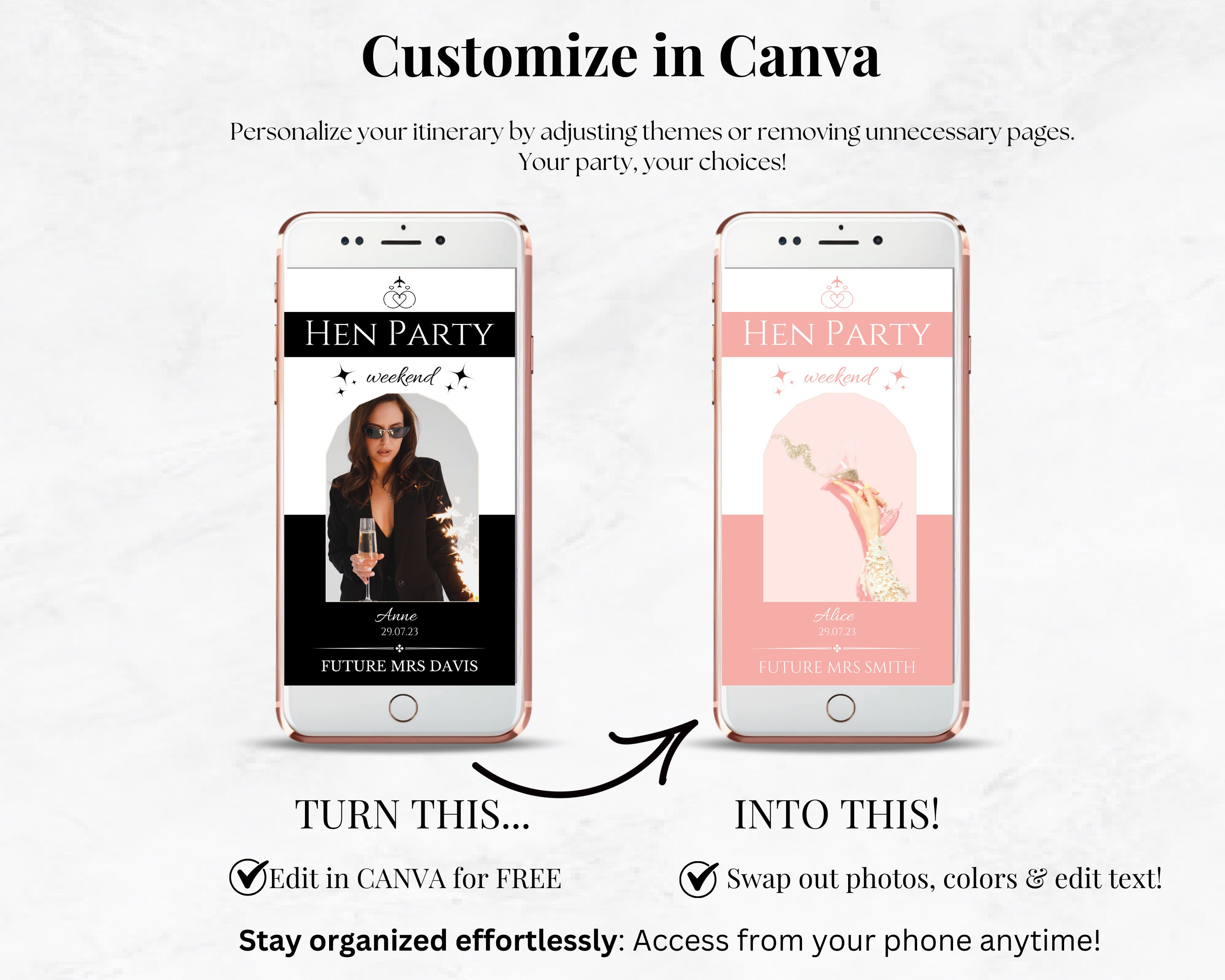 Hen Party Digital Itinerary Template, Hen Party Planner, Editable Hen ...