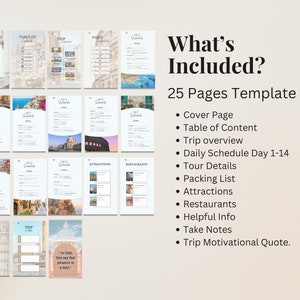 Italy Travel Itinerary Template, Printable Travel Guide, Trip Planner ...