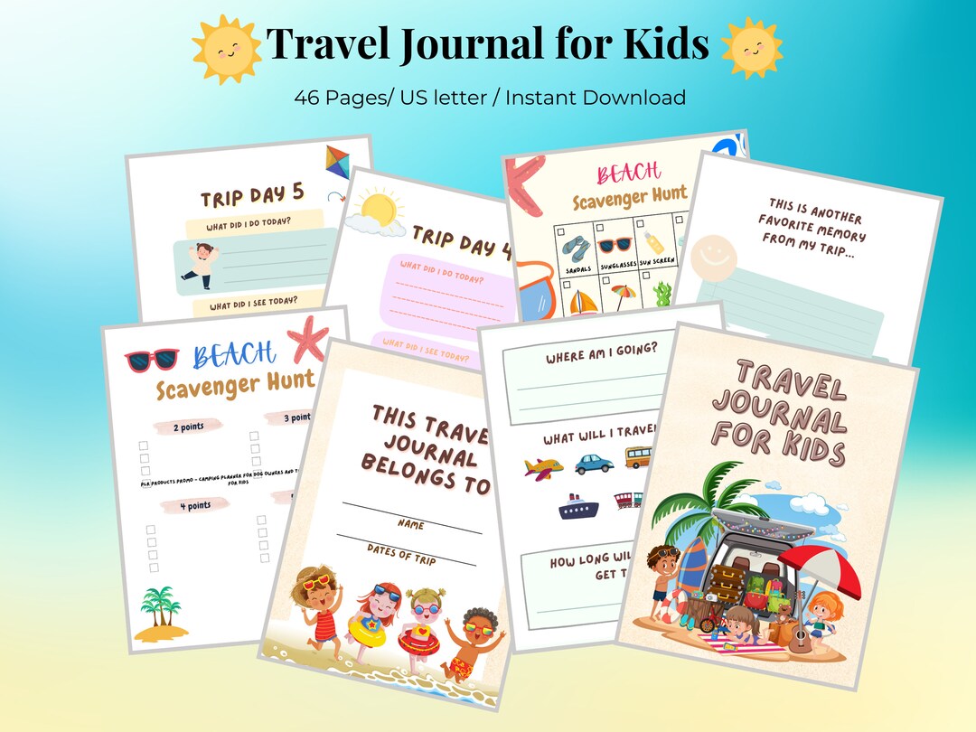 Printable Kids Travel Journal, Travel Planner Printable, Vacation ...