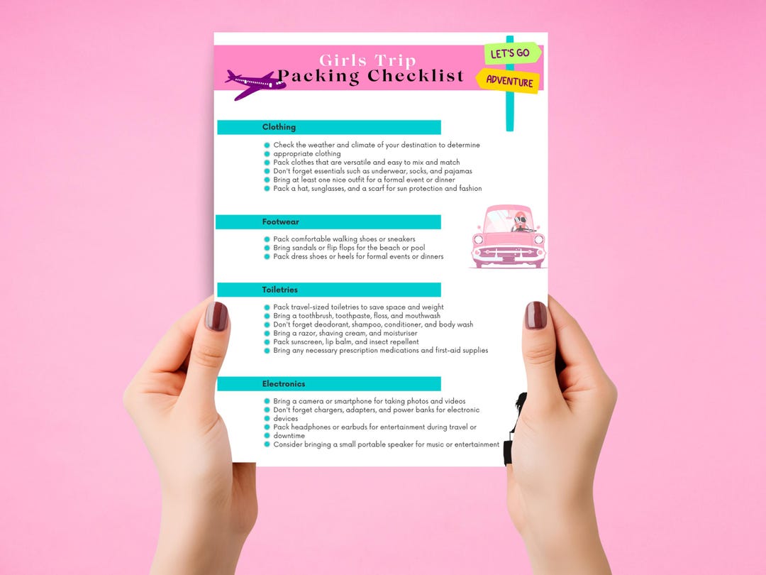 Editable Girls Trip Packing List Template, Printable Travel Packing ...