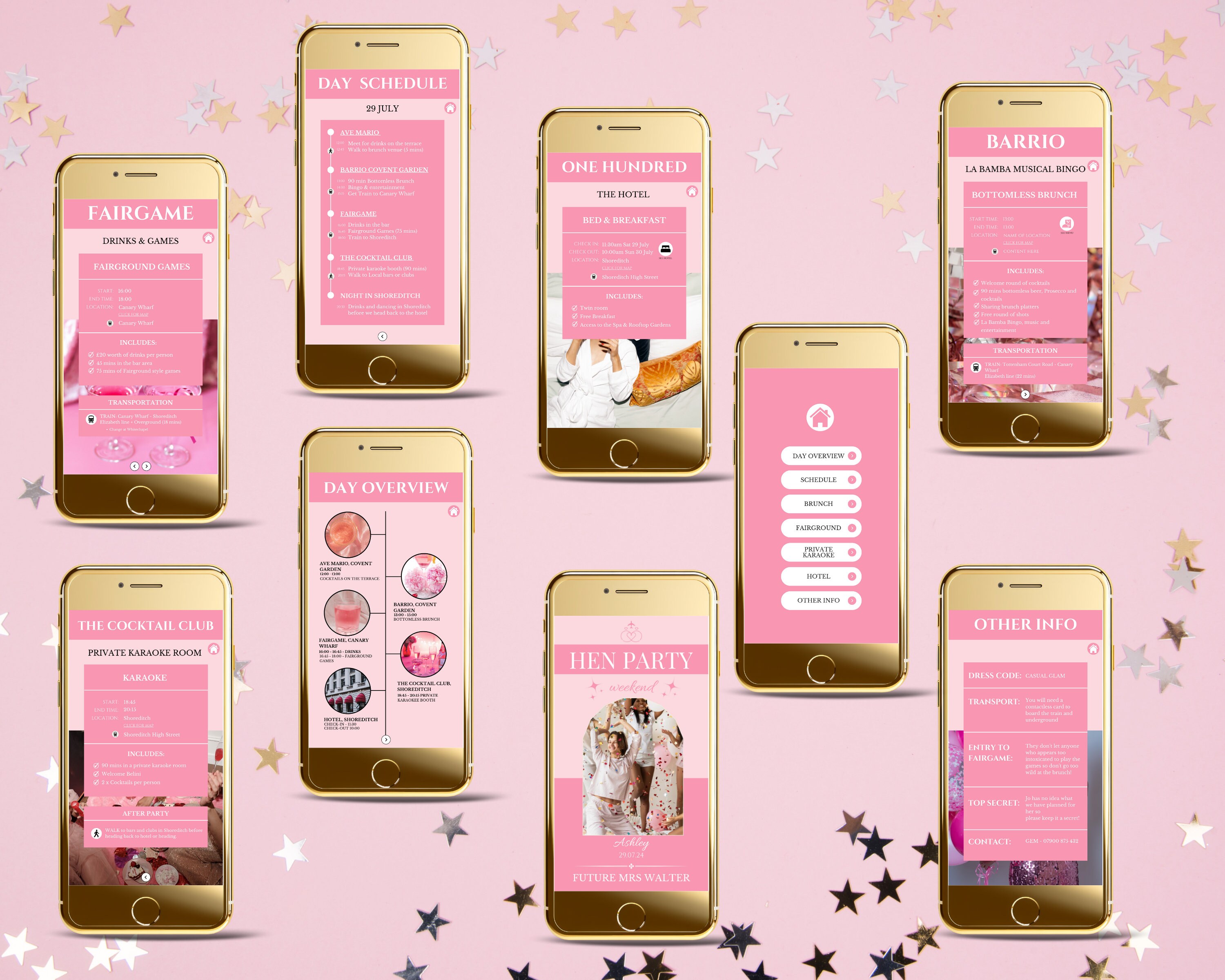 Editable Hen Party Itinerary Template, Customizable Pink Hen Party ...