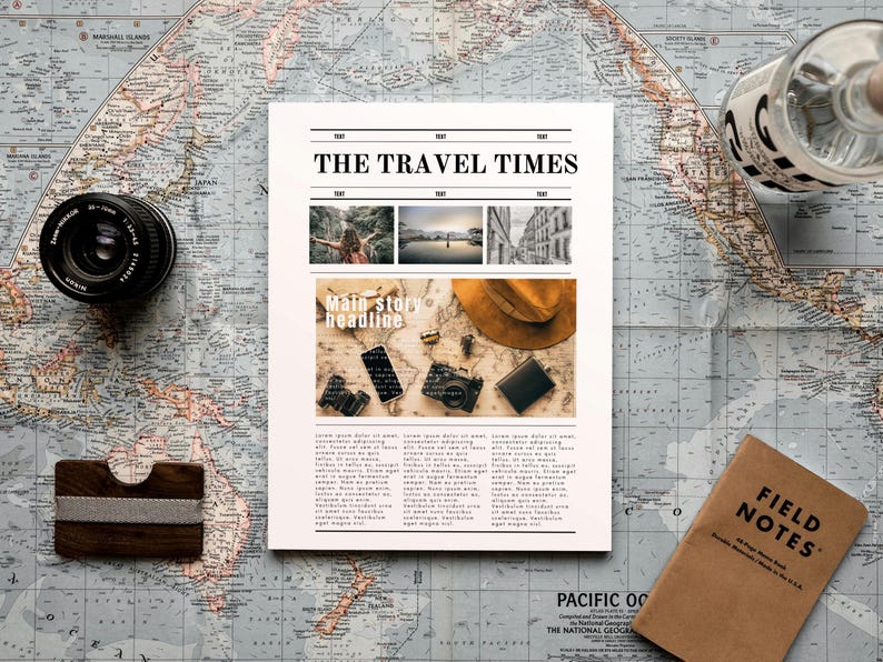Travel Newspaper Template Bundle: Retro Canva Layout (digital Download ...
